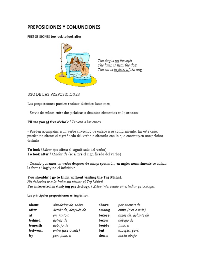 6 Preposiciones y Conjunciones | PDF | Preposición y Postposición ...
