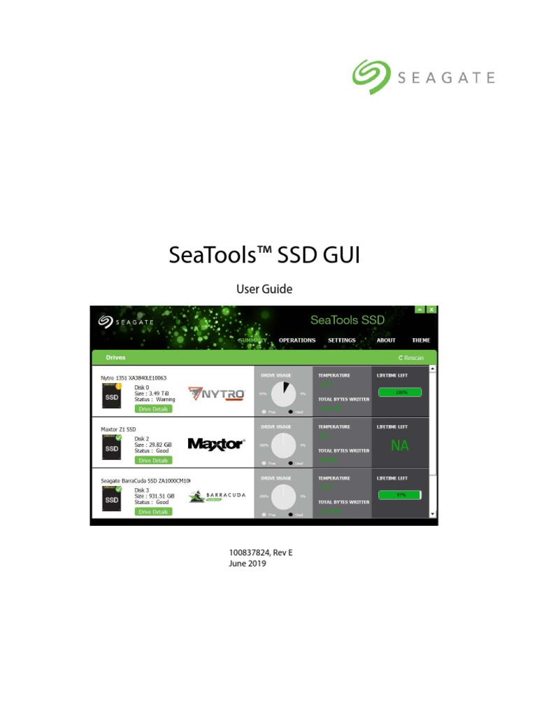 Seatools SSD Gui Guide 100837824 E | PDF | Solid State Drive | Installation (Computer Programs)