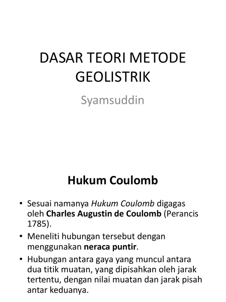 Dasar-Dasar Teori Metode Geolistrik | PDF