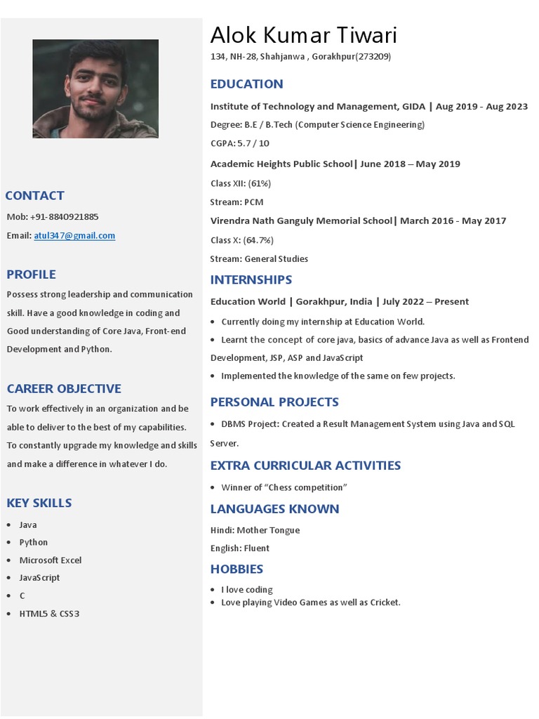 Alok Resume | PDF | Java (Programming Language) | Computing
