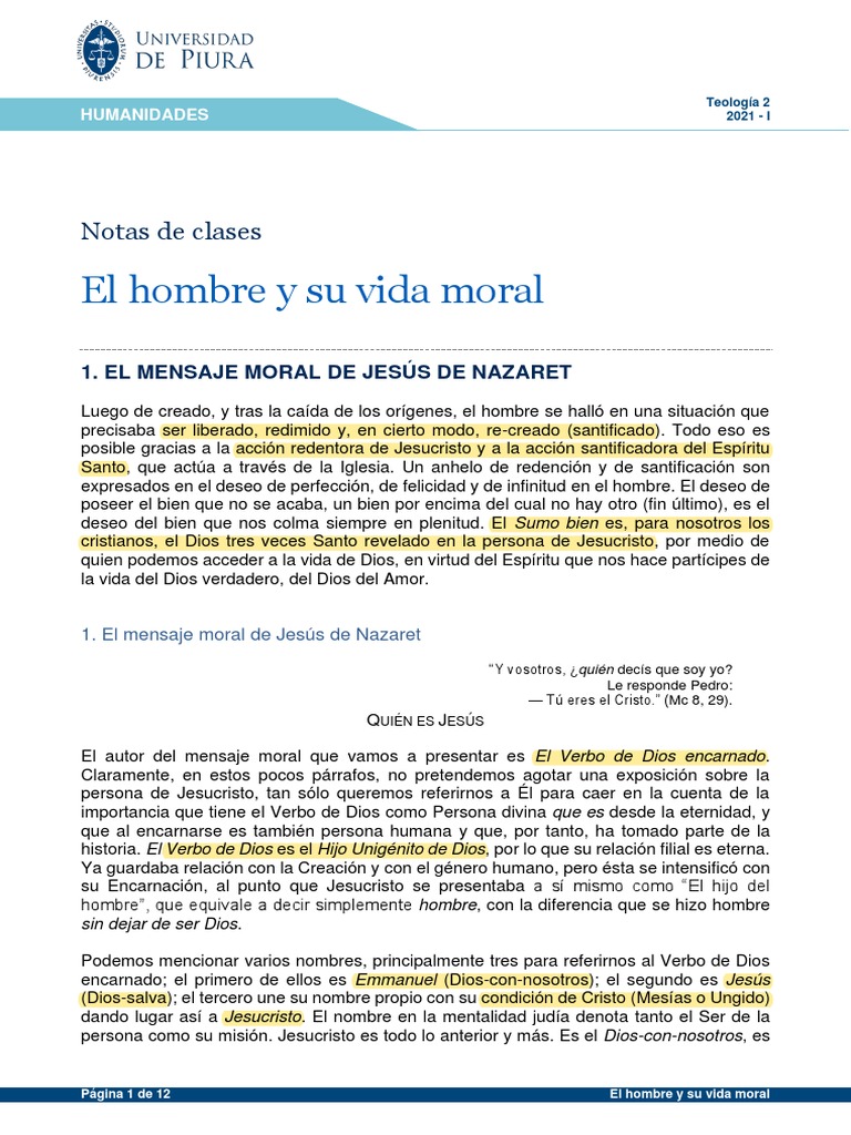 El mensaje moral de Jesús de Nazaret y su llamada a la conversión según ...