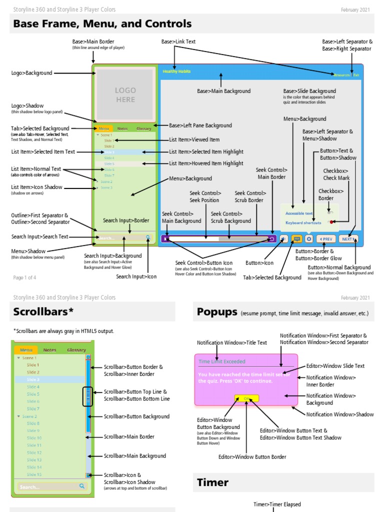 Storyline 360 and Storyline 3 Player Colors | PDF | Button (Computing ...