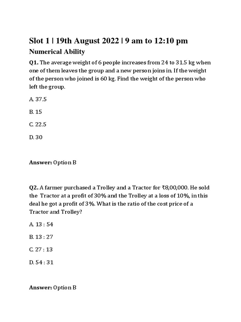Tcs Slot 1 - 19th Aug - 9 Am - Questions | PDF | Teaching Methods & Materials