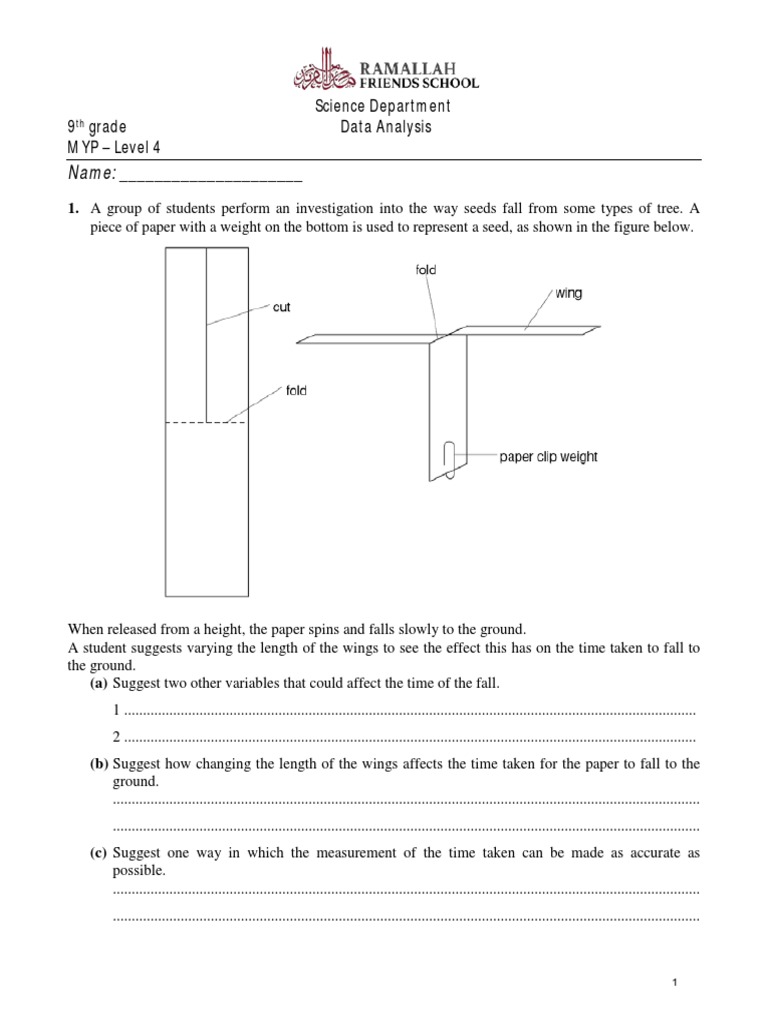 9th Physics Worksheet 2 - Data Analysis | PDF | Teaching Methods ...
