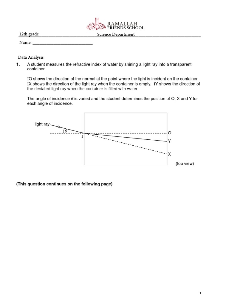 12th Grade Science Refractive Index Lab | PDF | Temperature | Pressure