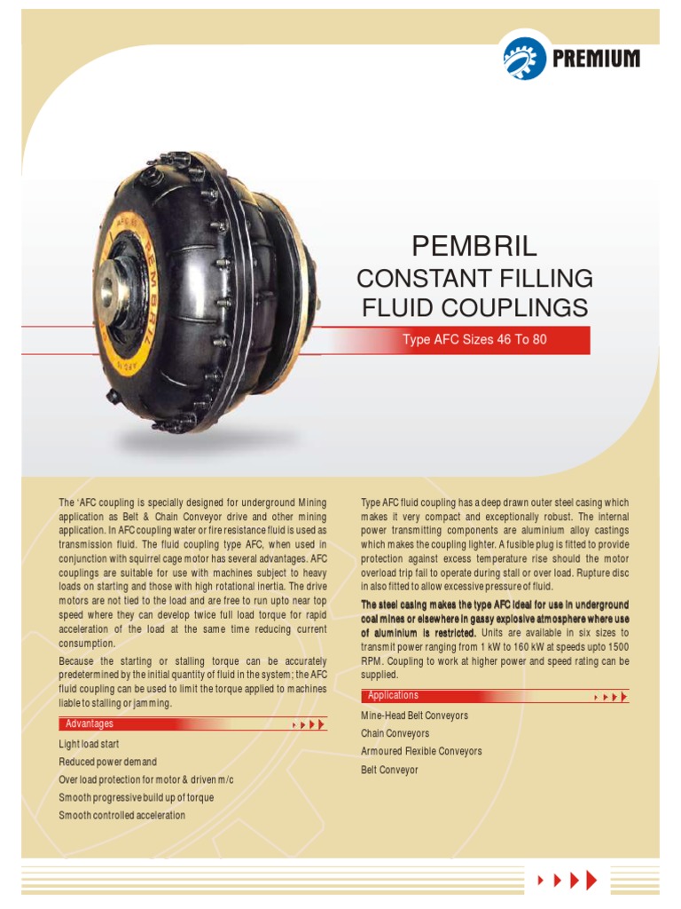 Pembril: Constant Filling Fluid Couplings | PDF | Electric Motor | Belt ...