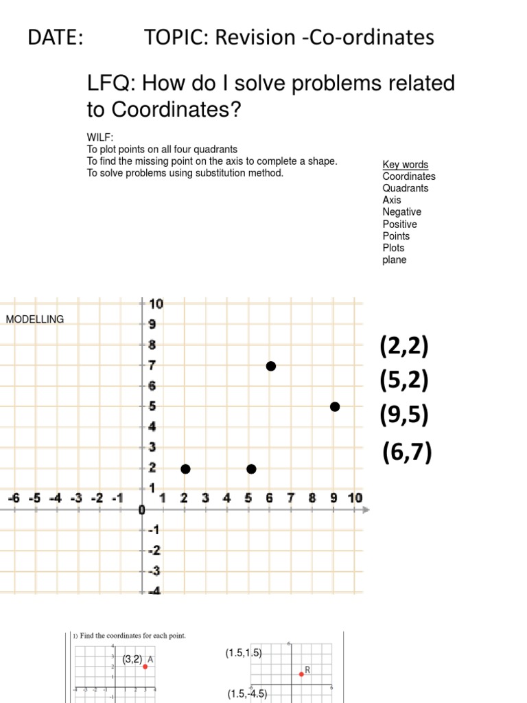 Y6 Maths Revision Coordinates Ppt5 Pdf Cartesian Coordinate System Mathematics