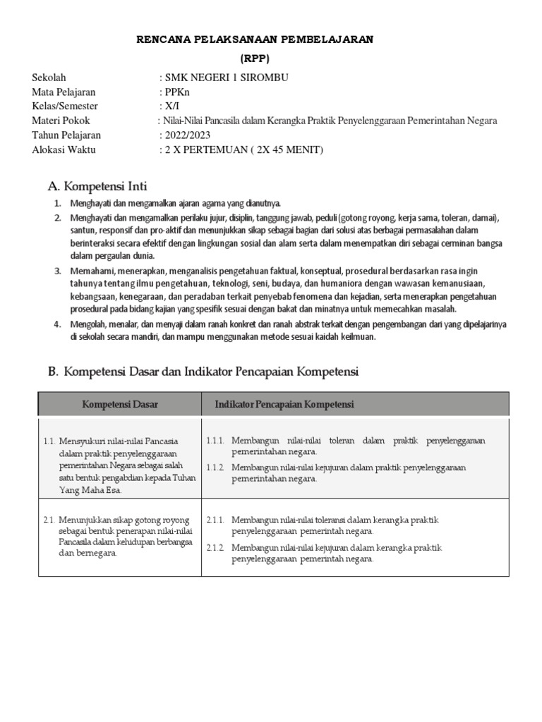 Rencana Pelaksanaan Pembelajaran PPL Aksi 1 | PDF | Karier & Perkembangan | Kesehatan Holistik