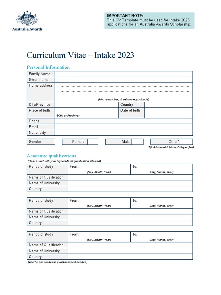 AAS 2023 CV Template | PDF | Working Time | Volunteering