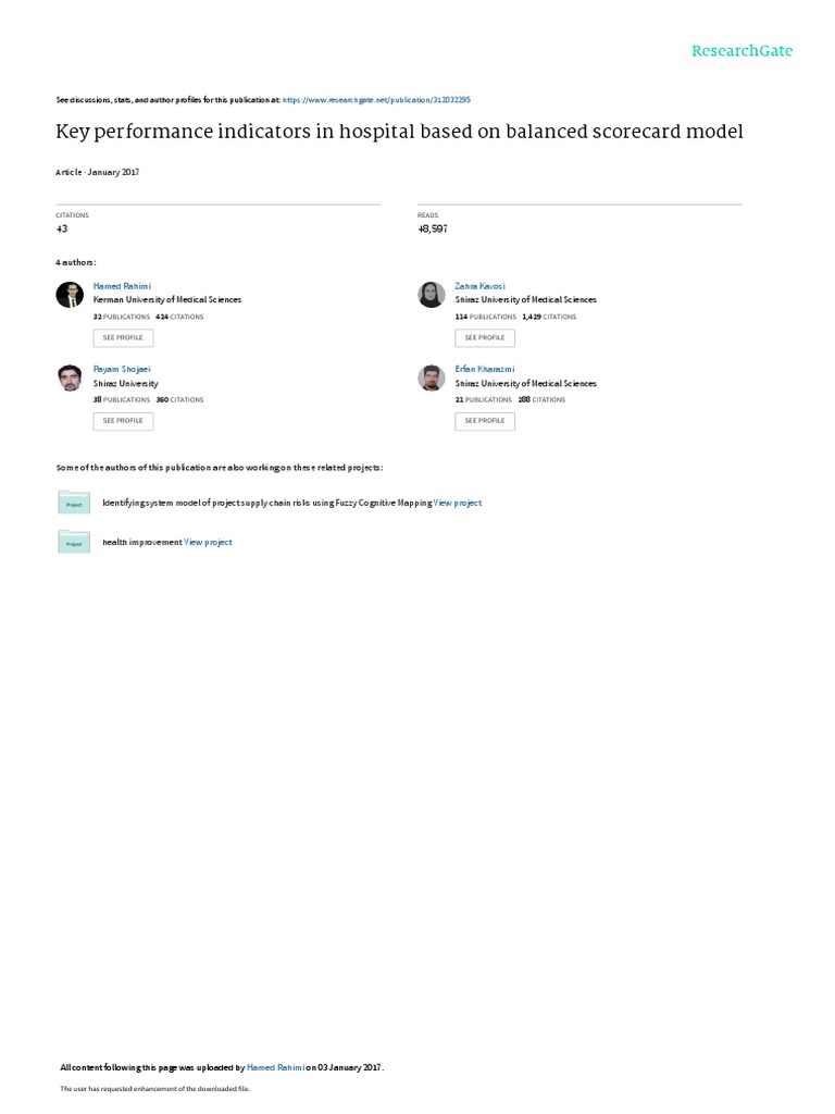 Key Performance Indicators in Hospital Based On Balanced Scorecard ...