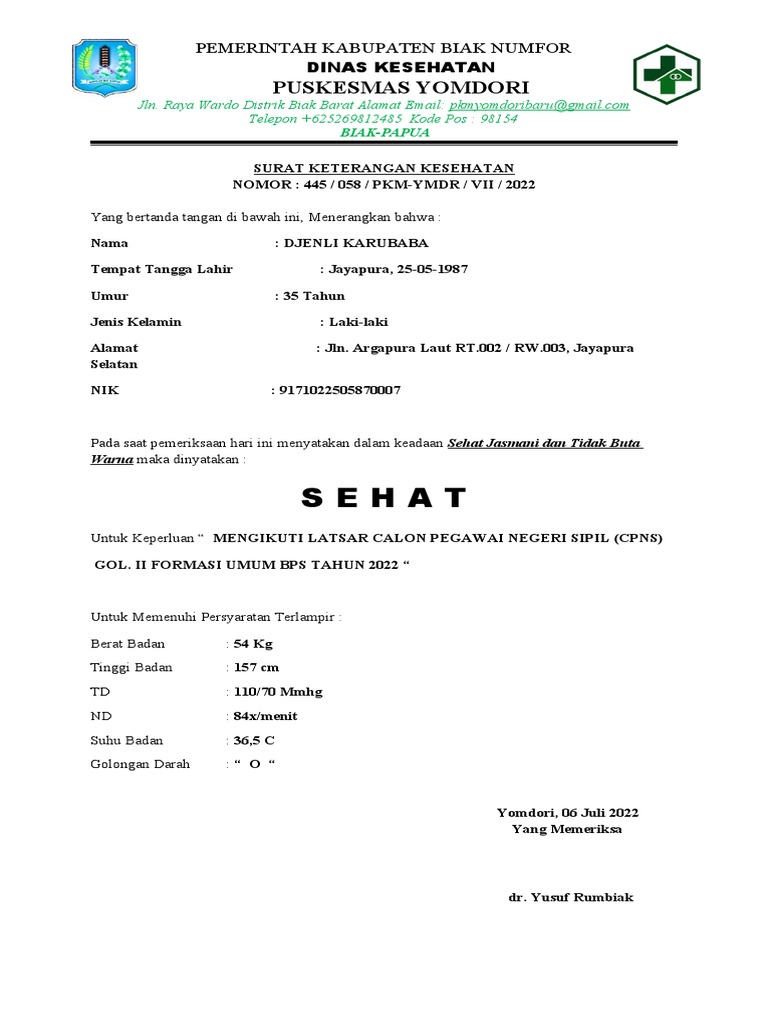 Surat Kesehatan | PDF