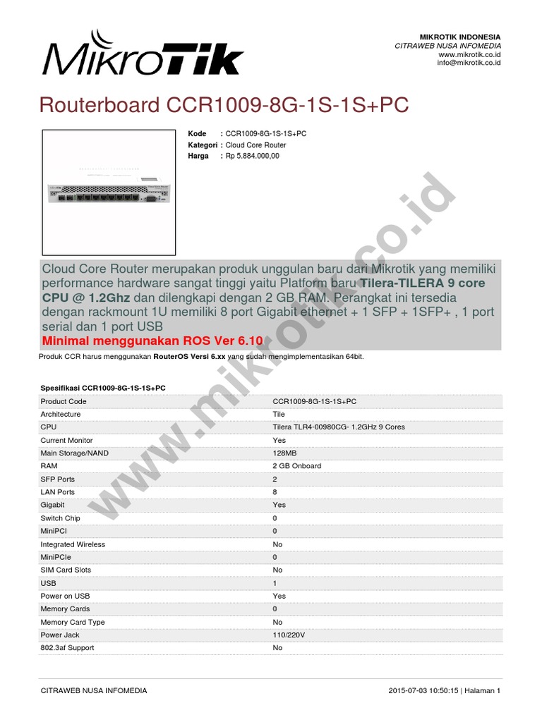 Brosur CCR1009 8G 1S 1S+PC - 20150703 | PDF