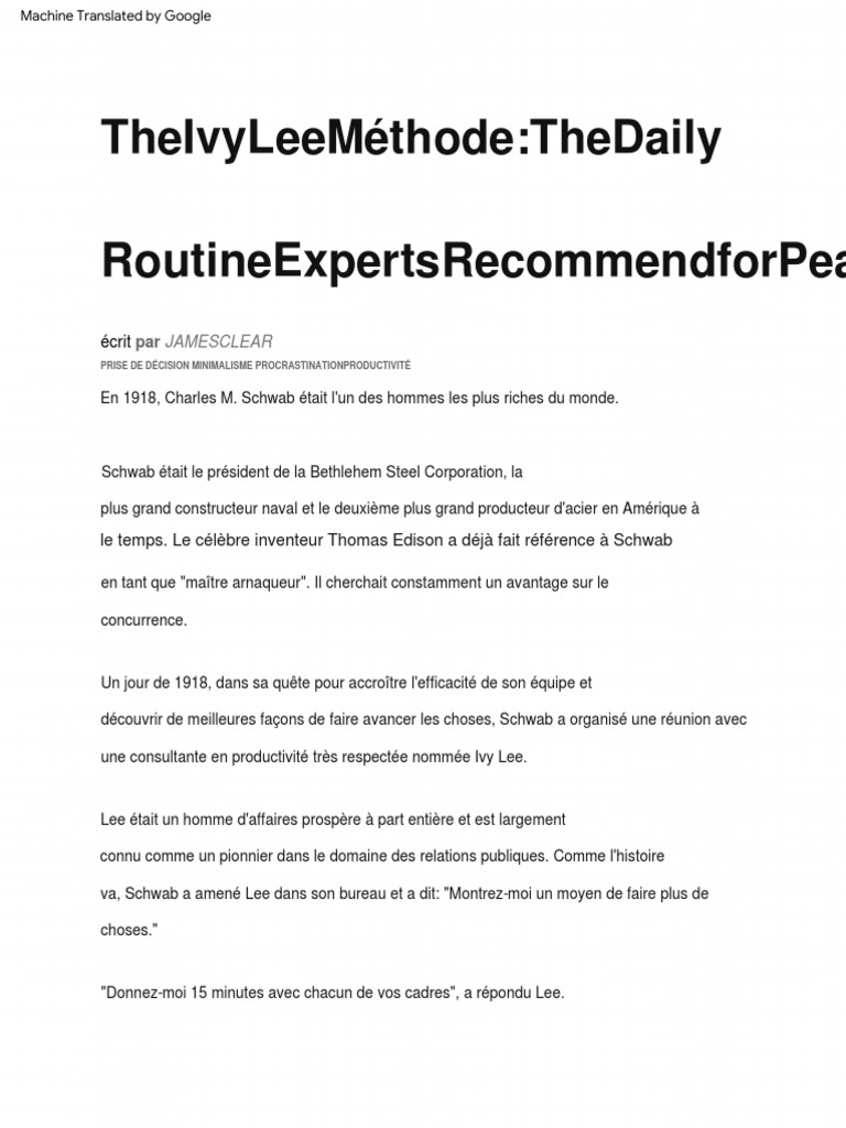 La méthode Ivy Lee pour la productivité | PDF