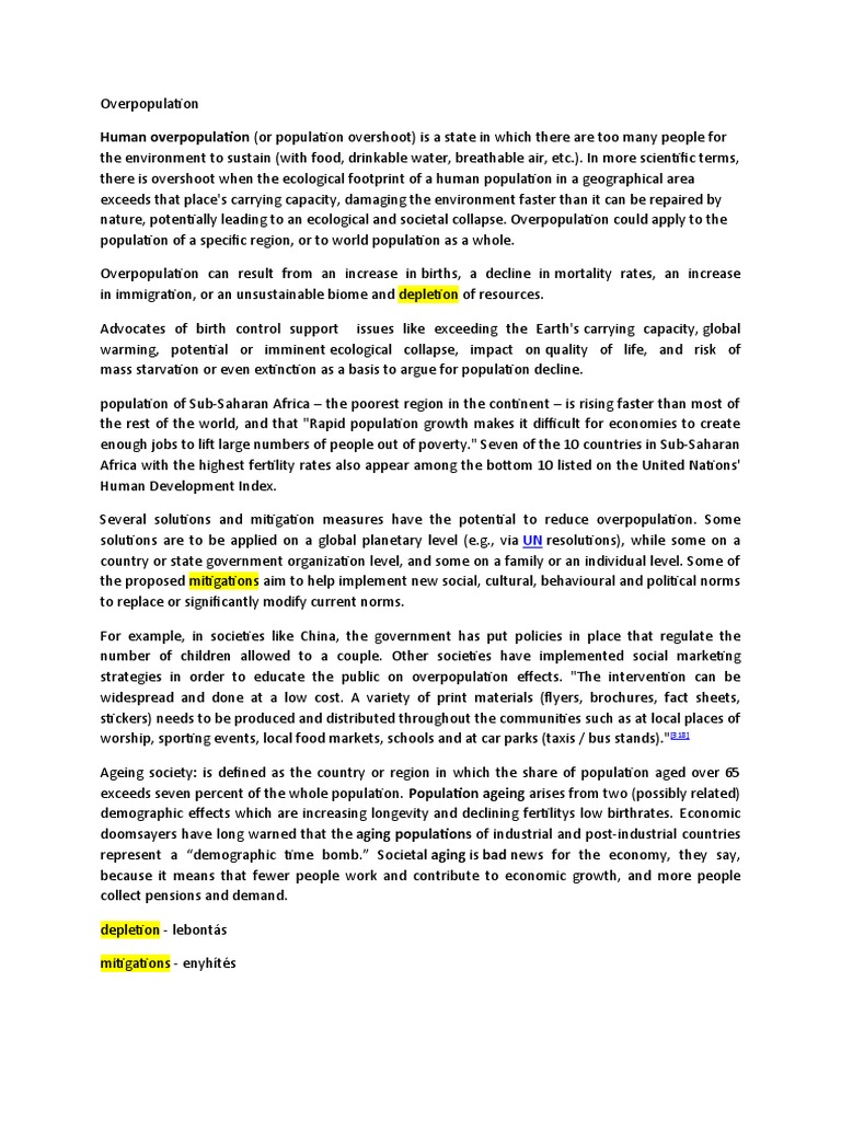 Overpopulation | PDF | Social Science | Self-Improvement