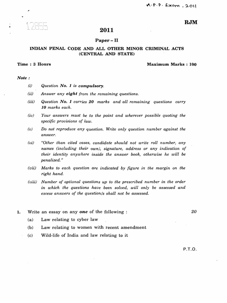 Assistant Public Prosecutor, Gr-A-paper - 2 | PDF