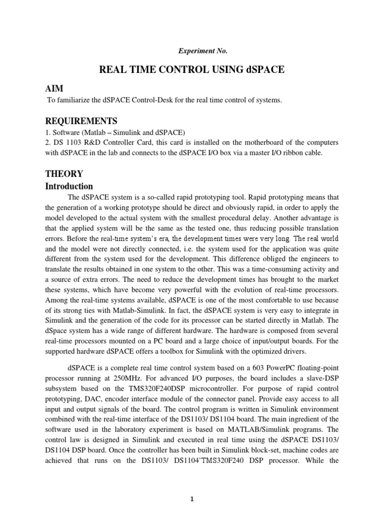 dSPACE Manual | PDF | Real Time Computing | Microcontroller