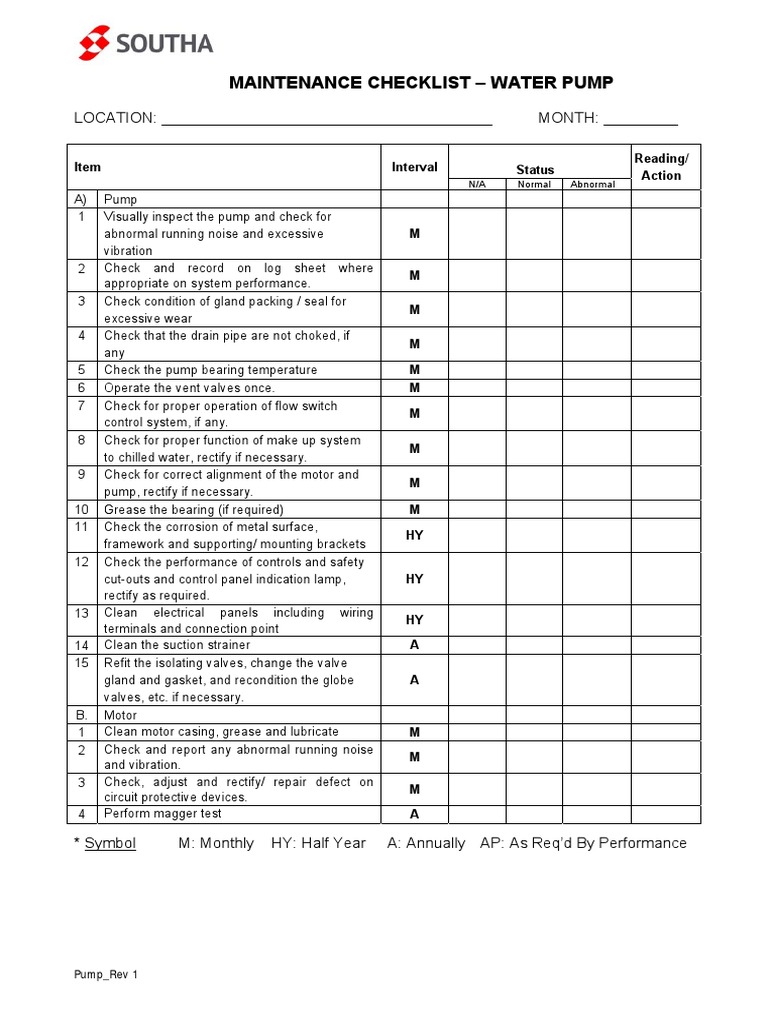 Routine Maintenance and Operational Checklist for Water Pump Systems ...