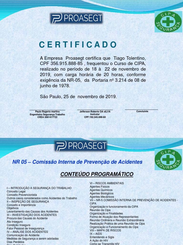 Certificado-NR 05 Tiago Tolentino | PDF