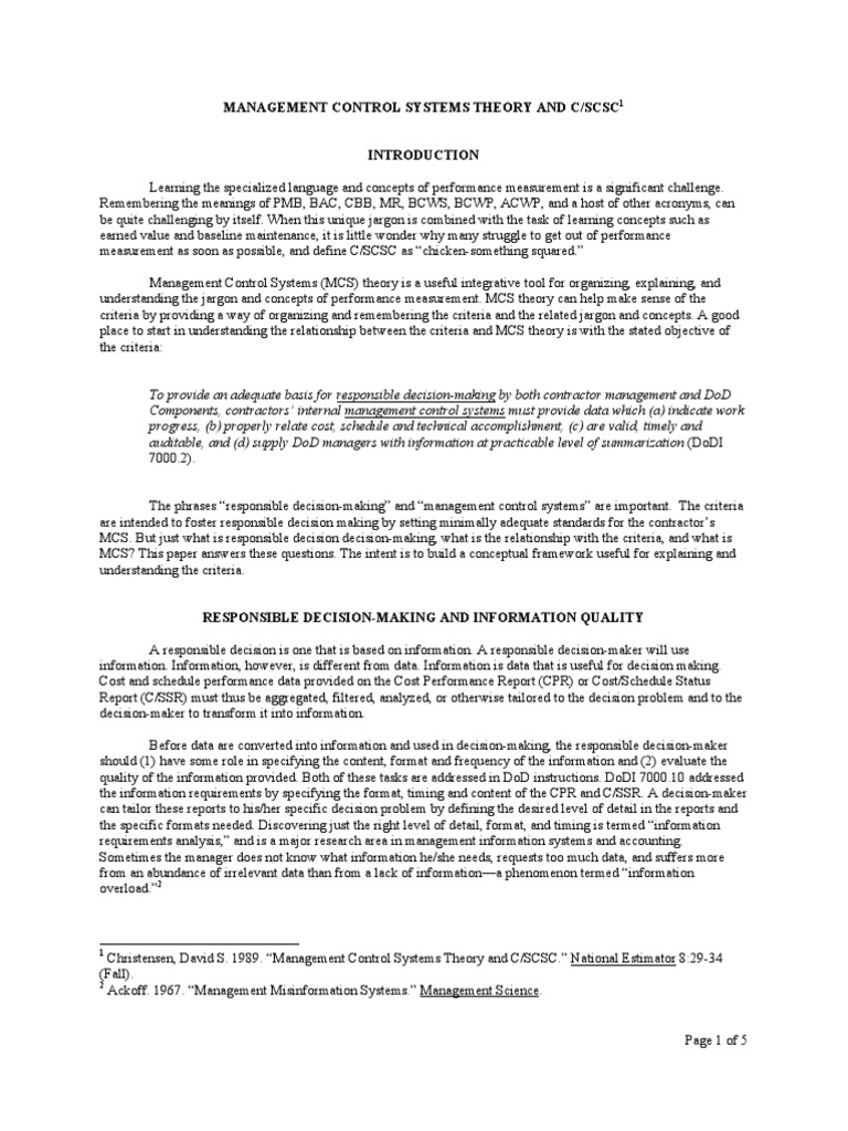 Management Control Systems | PDF