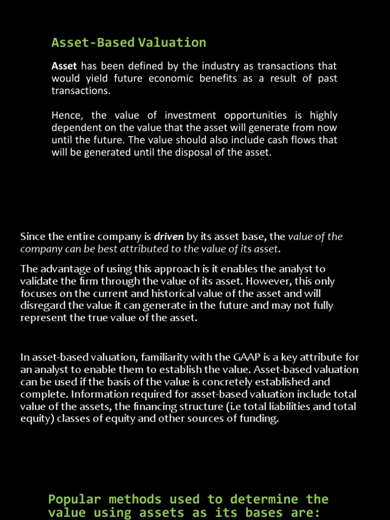 Asset-Based Valuation Methods Explained | PDF | Valuation (Finance) | Cost Of Capital