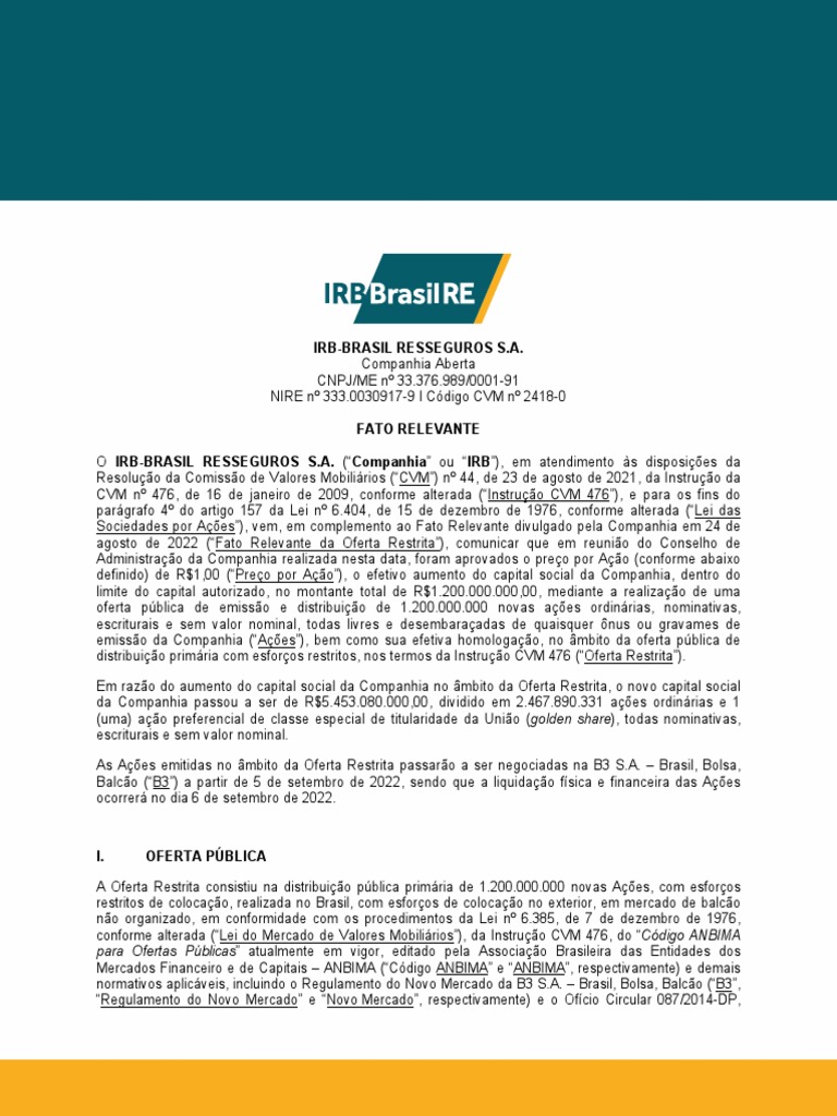 Irb-Brasil Resseguros S.A | Download grátis PDF | Opção (finanças ...