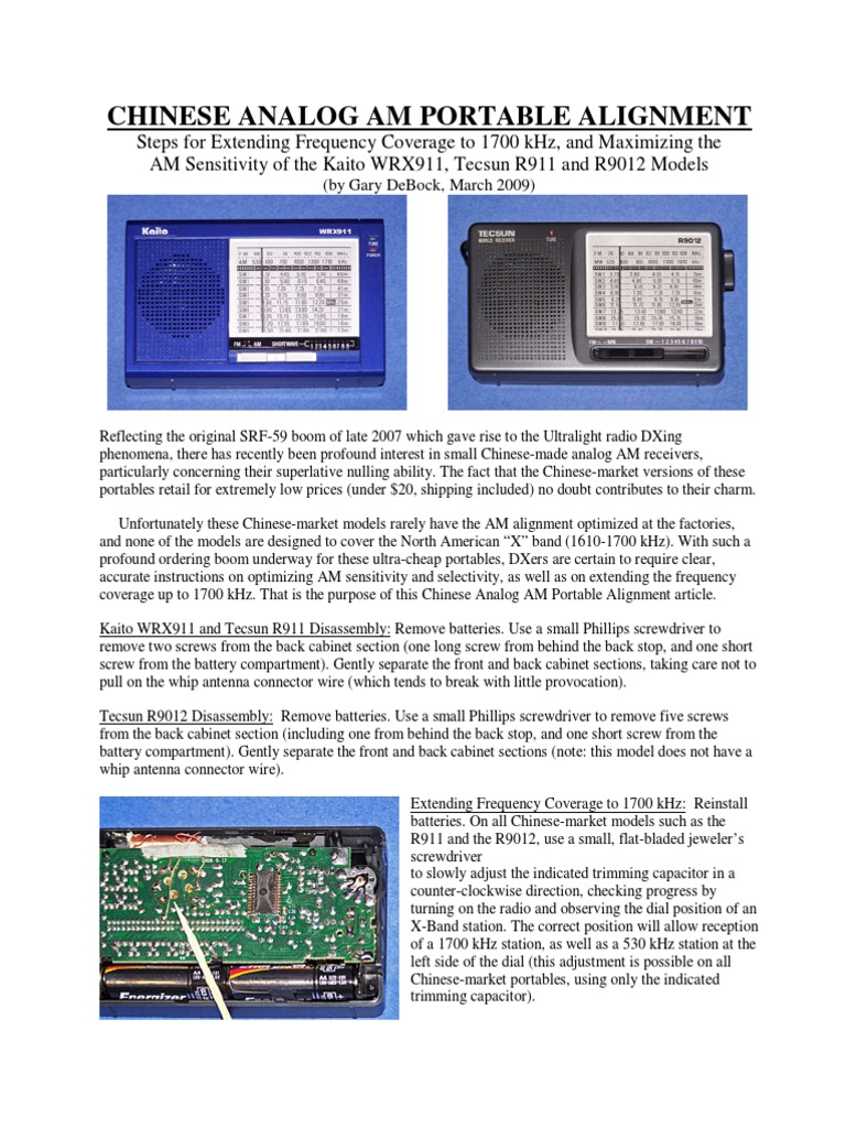 Chinese Analog Am Portable Alignment 111 | PDF | Inductor | Information ...