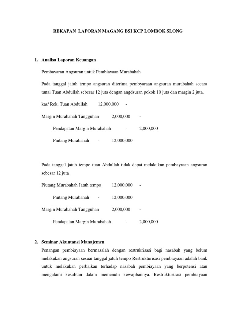Rekapan 4 Laporan Magang | PDF | Pengelolaan Keuangan & Uang