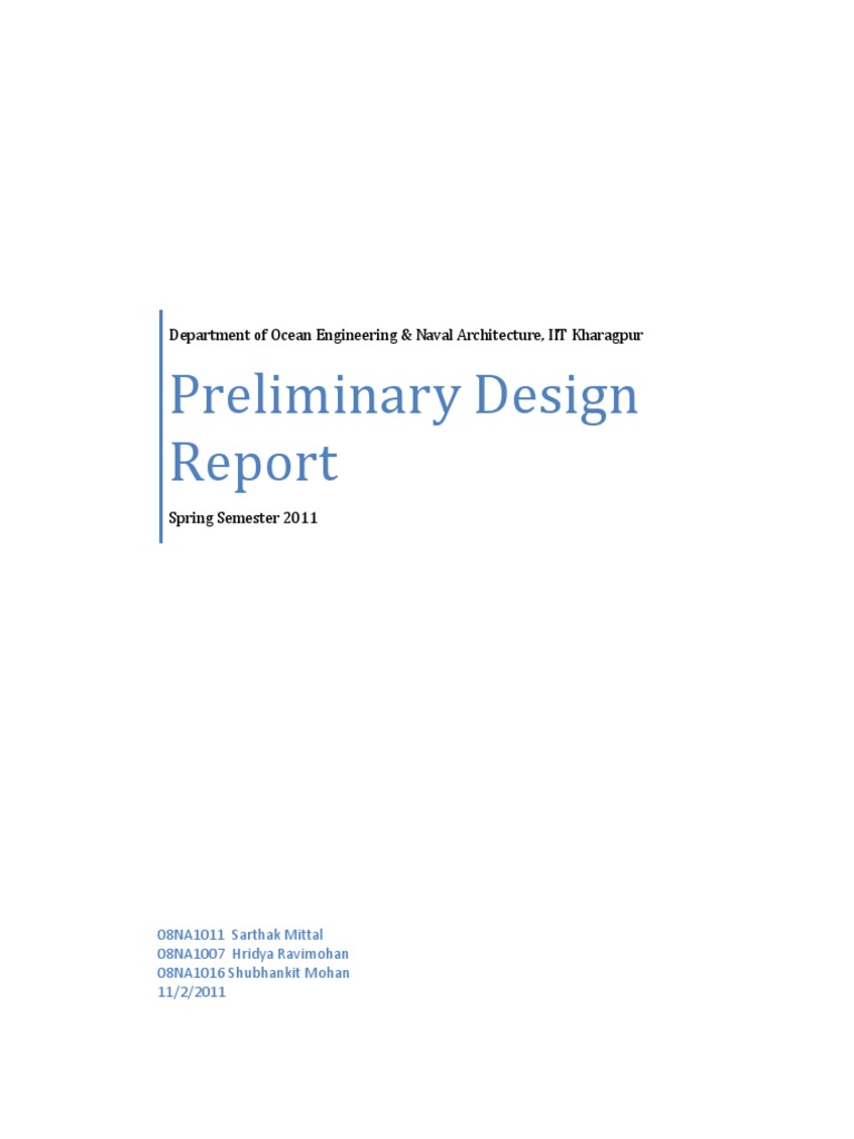 Preliminary Design Report (Group 5) | PDF | Hull (Watercraft) | Water ...