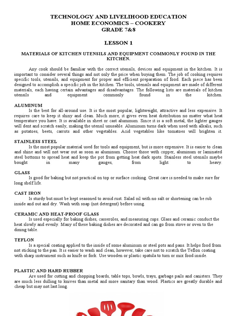 Kitchen Utensils and Equipment Guide | PDF | Disinfectant | Kitchen Utensil