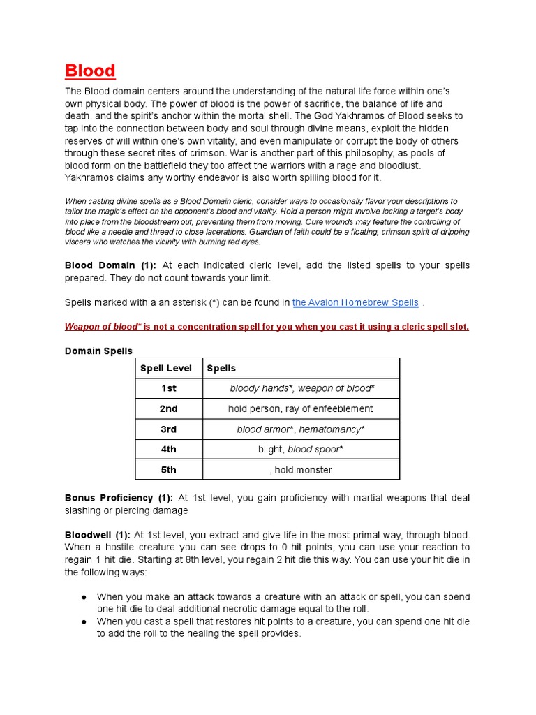 Blood Domain Cleric by FaithBanana | PDF