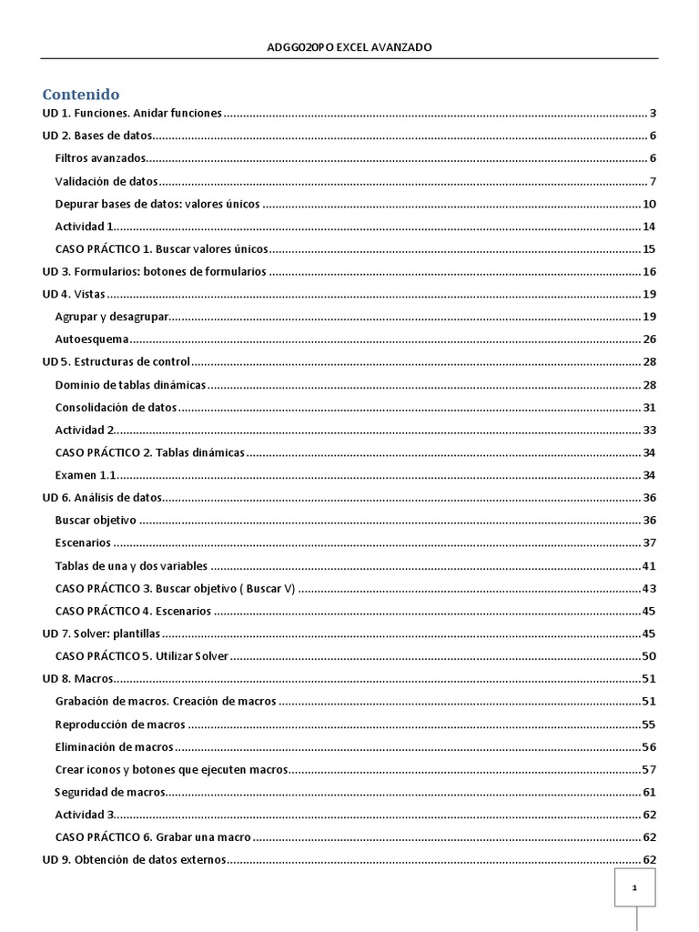 Resumen Curso - Excel Avanzado | Descargar gratis PDF | Hoja de cálculo | Microsoft Excel