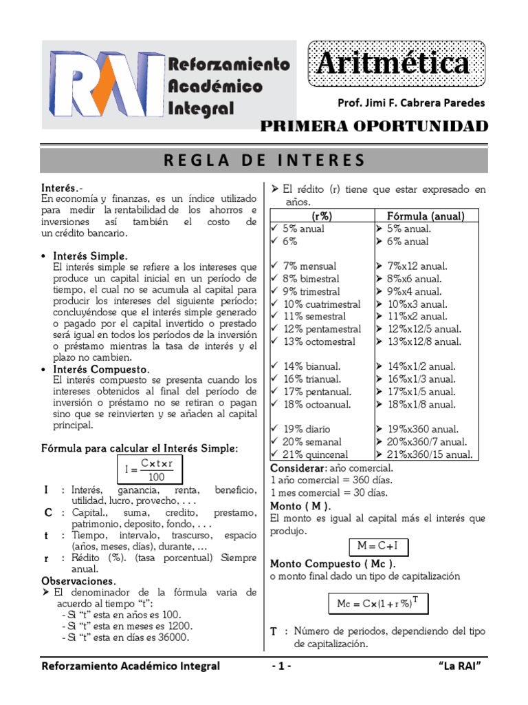 Interés Simple y Compuesto: Guía Práctica | PDF | Interés | Alquiler