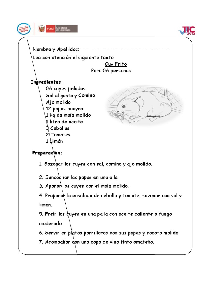Lectura Recetas | PDF | Alimentos | Cocina