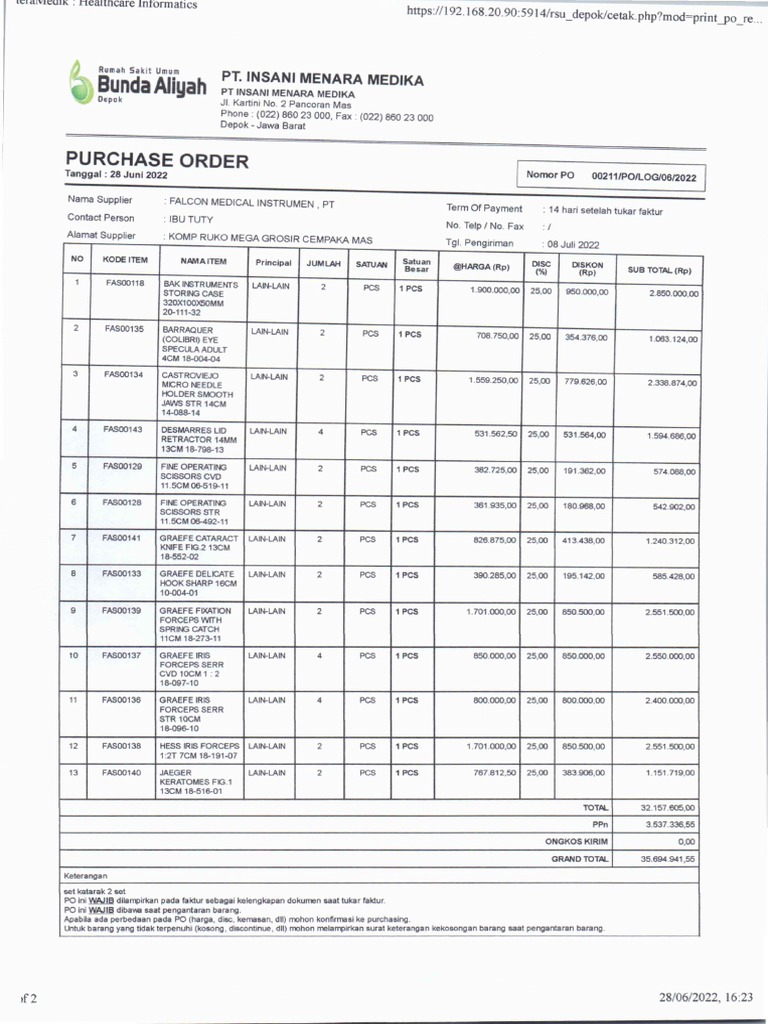 Po Set Katarak PT Falcon | PDF