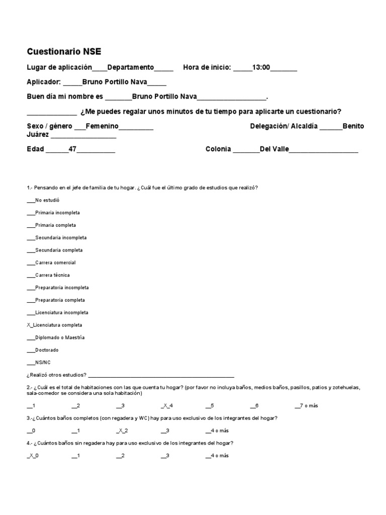 Cuestionario NSE 2 | PDF