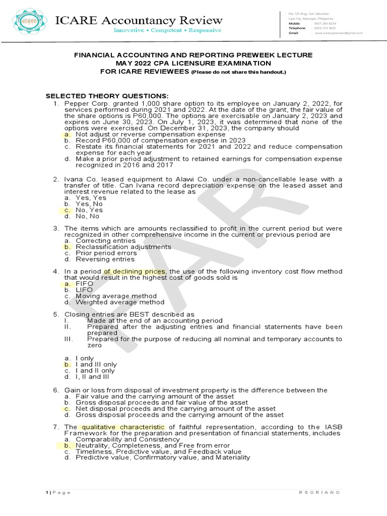 ICARE - FAR - PreWeek - Batch 4 | PDF | Fair Value | Preferred Stock