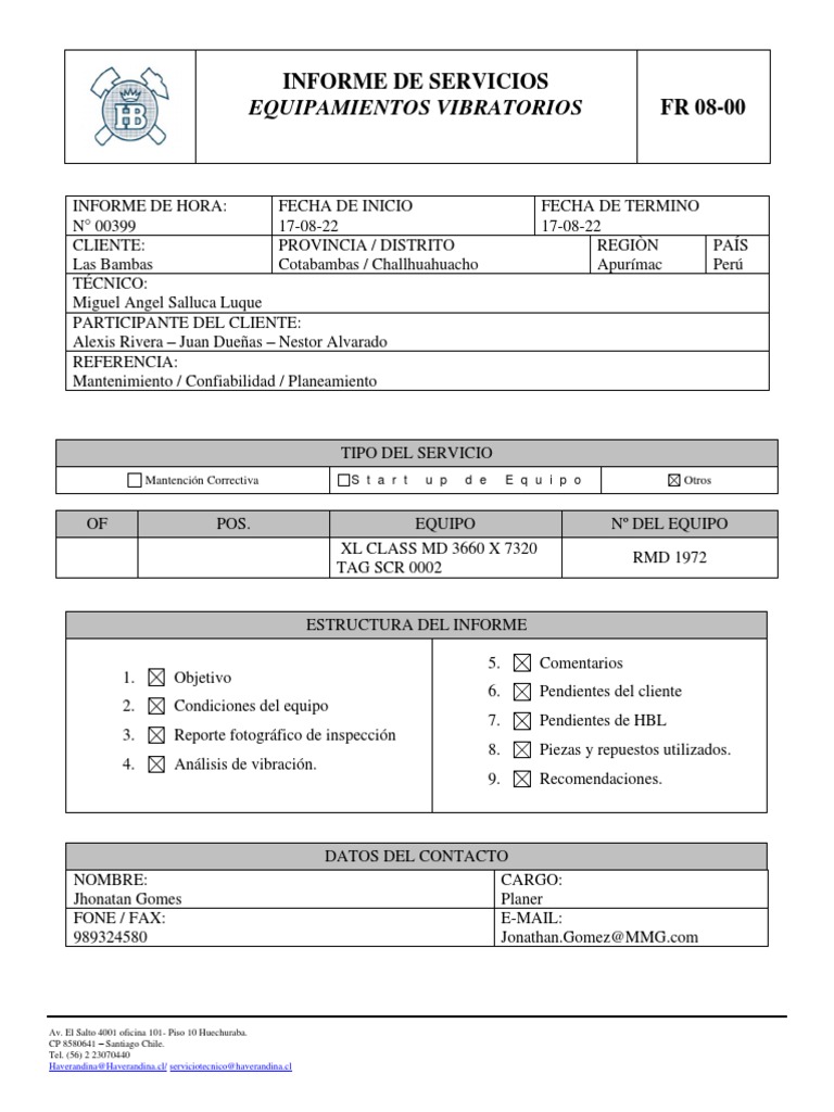 INFORME FR-08-00 SCR 0002 Inspección | PDF | Química | Materiales