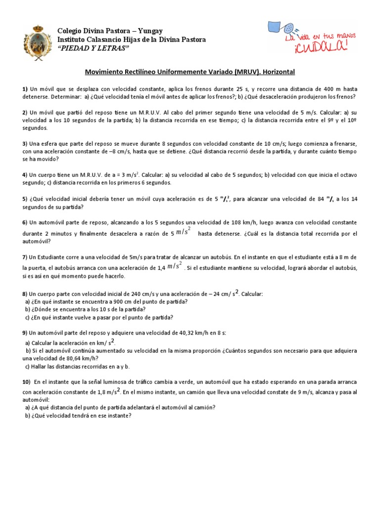 Guía Mruv 2 Medio. | PDF | Velocidad | Aceleración