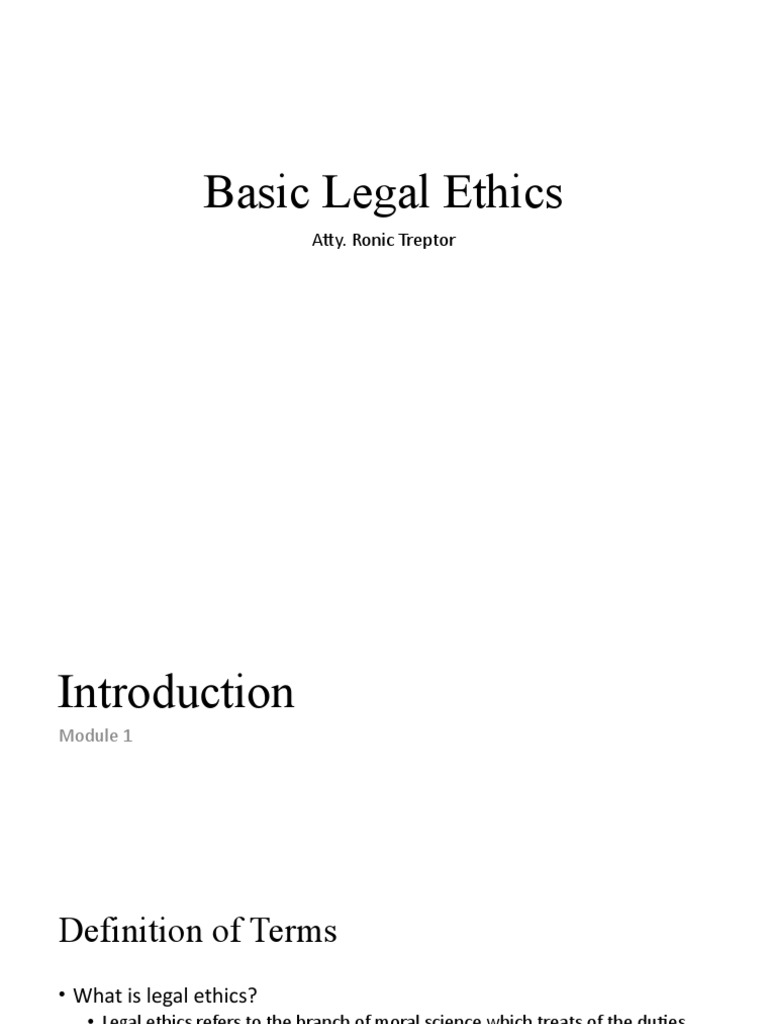 Legal Ethics - Module 1 - Introduction | PDF | Lawyer | Barrister