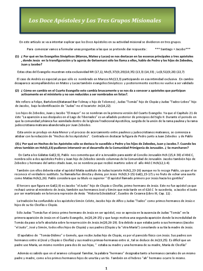 NUEVO Los Doce Apóstoles y Los Tres Grupos Misionales | Descargar gratis PDF | Pablo el apóstol ...