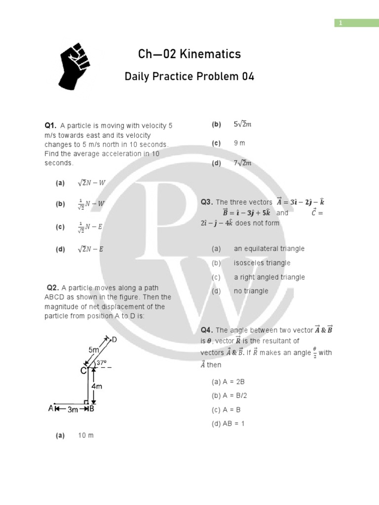 Kinematics Dpp 04 | PDF | Kinematics | Euclidean Vector