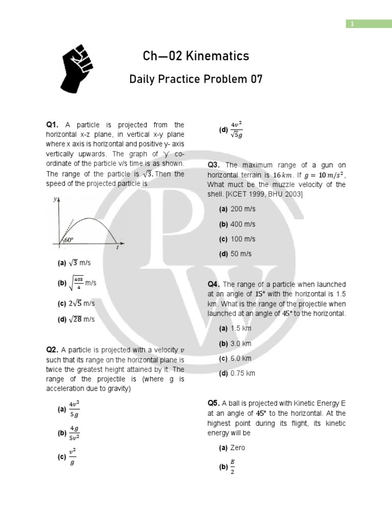 Kinematics DPP 07 | PDF | Projectiles | Flight Kinematics DPP 07 | PDF | Projectiles | Flight