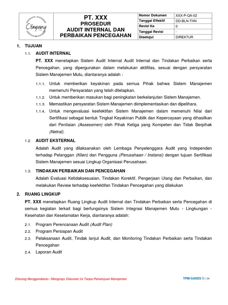 P-02 Prosedur Audit Internal Dan P2 | PDF