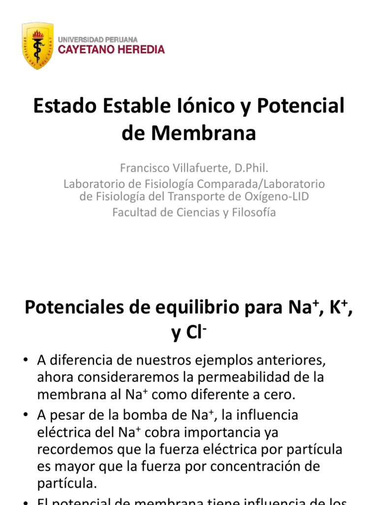 Estado Estable Iónico y Potencial de Membrana 2022-2 | PDF