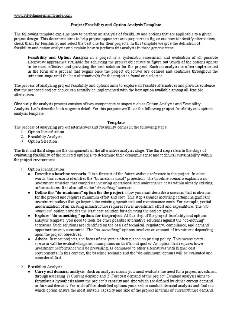 Option Analysis Template | Download Free PDF | Feasibility Study | Analysis