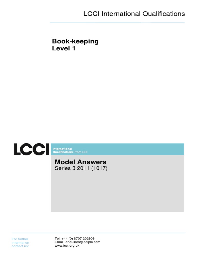 Book-Keeping Model Answers Series 3 2011 | PDF | Depreciation | Expense