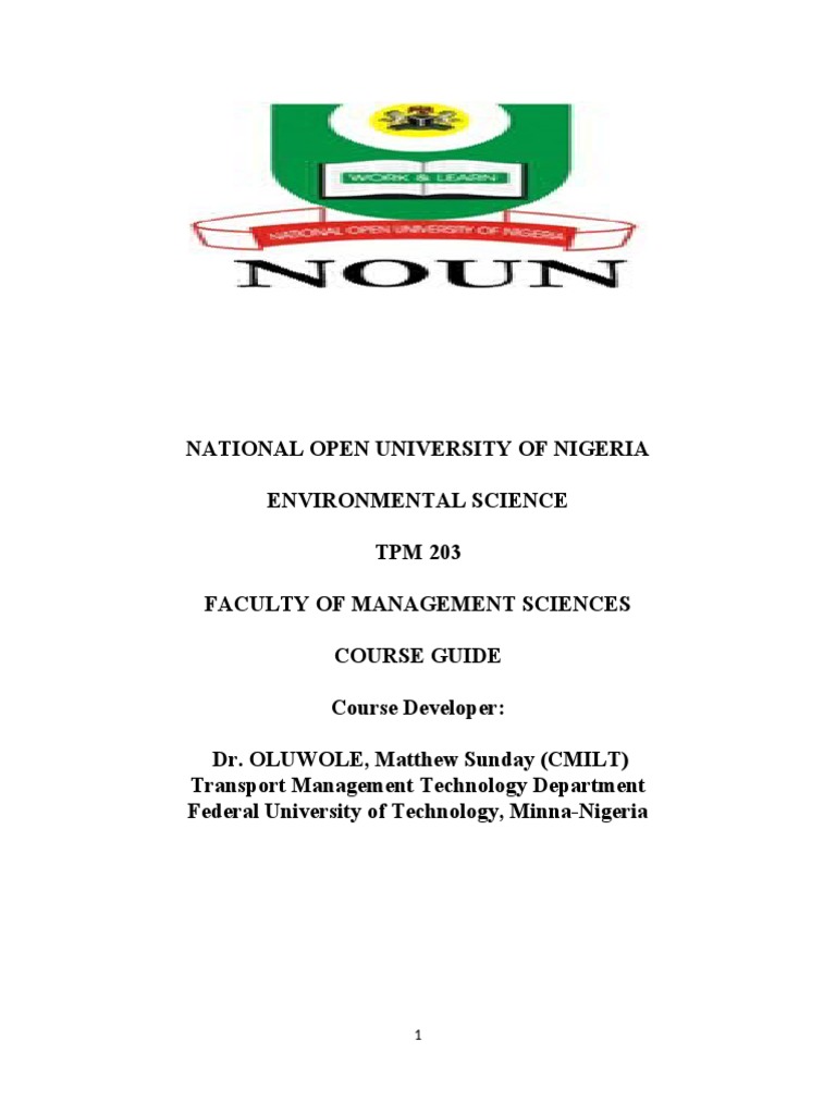 TPM203 Environmental Science DR Oluwole Matthew | PDF | Geomorphology ...