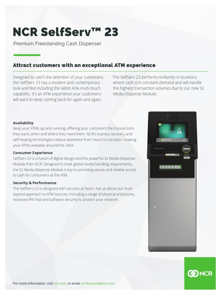 NCR SelfServ 23 Datasheet | Download Free PDF | Automated Teller Machine | Computing