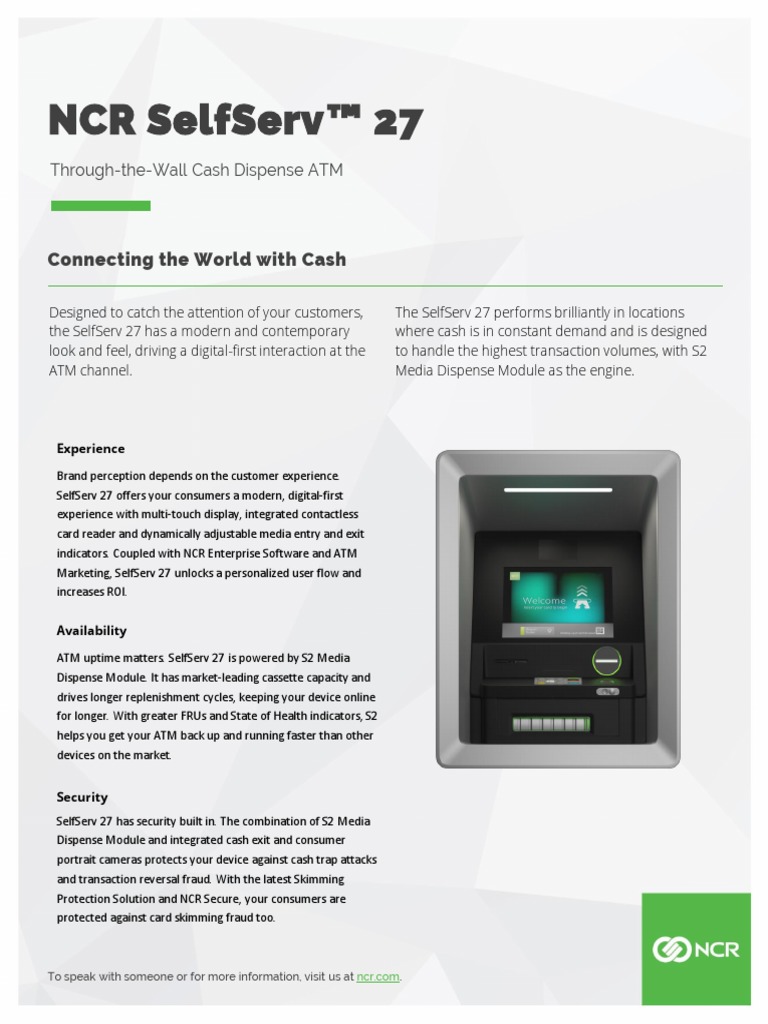 NCR SelfServ 27 Datasheet | PDF | Automated Teller Machine ...