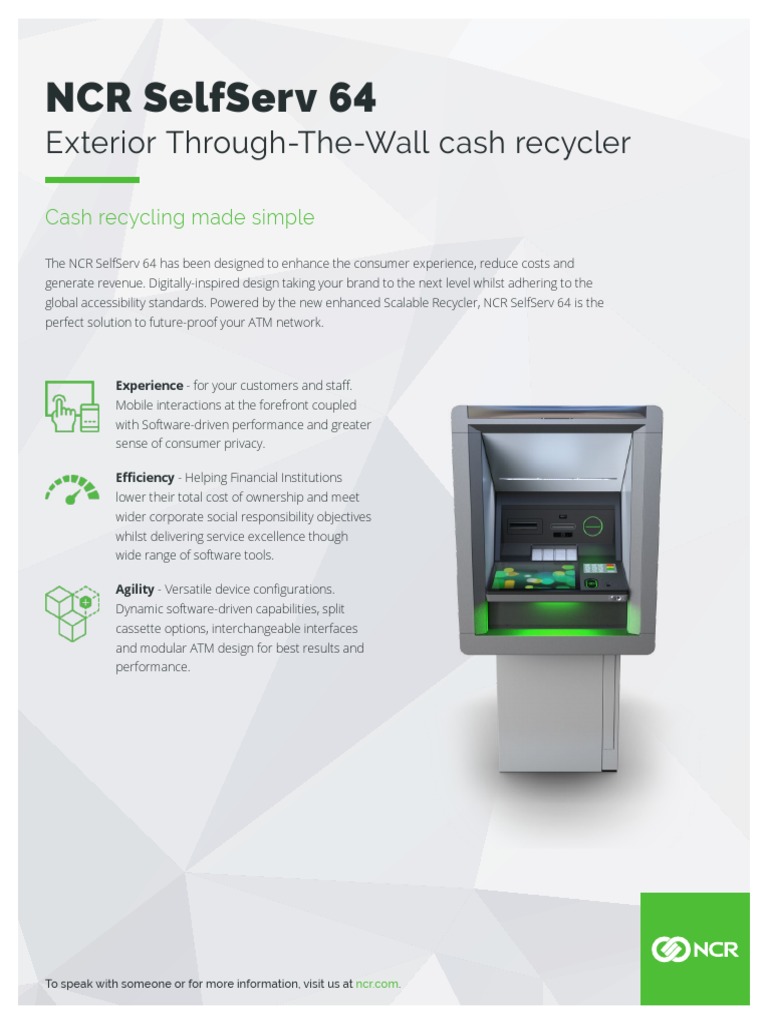 NCR SelfServ 64 - Datasheet | Download Free PDF | Automated Teller Machine | Computer Science